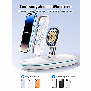 3-in-1 Magnetic Wireless Charging Station for Apple Devices - MagSafe Charger Stand for iPhone 14/13/12/11/SE/X/8, iWatch 8/7/6/SE/5/4/3/2, & AirPods 2/3/Pro - Compact, Durable & Efficient