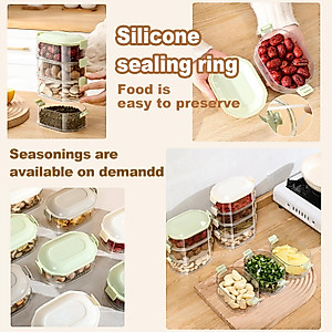 Upgrade Multi-layered Seasoning Storage Box, Food Storage Containers with Lids Airtight, Transparent Spice Seasoning Storage Box, Food Grade Storage Box for Fruits, Vegetables, Lunch (Grey, 5 Layers)