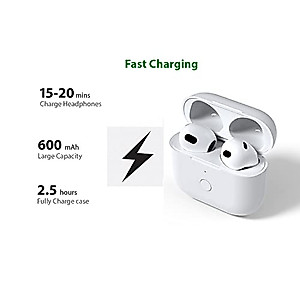 Newest Replacement Charging Case Compatible with AirPod 3rd Generation, Air pods 3 (Not for Airpod Pro) with Pairing Sync Button Without Earbuds, White