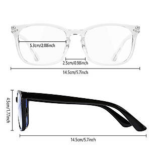 Yekepal Blue Light Blocking Glasses, 2 Pack Blue Light Glasses Men, Blue Light Glasses For Women Computer Gaming TV Phones Eyeglasses Clear Lens Bluelight Glasses Anti Eyestrain UV Glare Black+Clear