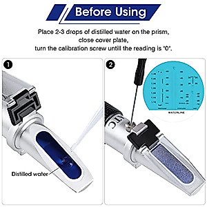 Antifreeze Refractometer 4-in-1 Coolant Tester Refractometer for Checking Freezing Point of Automobile Antifreeze Systems, Anti Freeze Tester Refractometer for Battery Acid, Ethylene Propylene Glycol