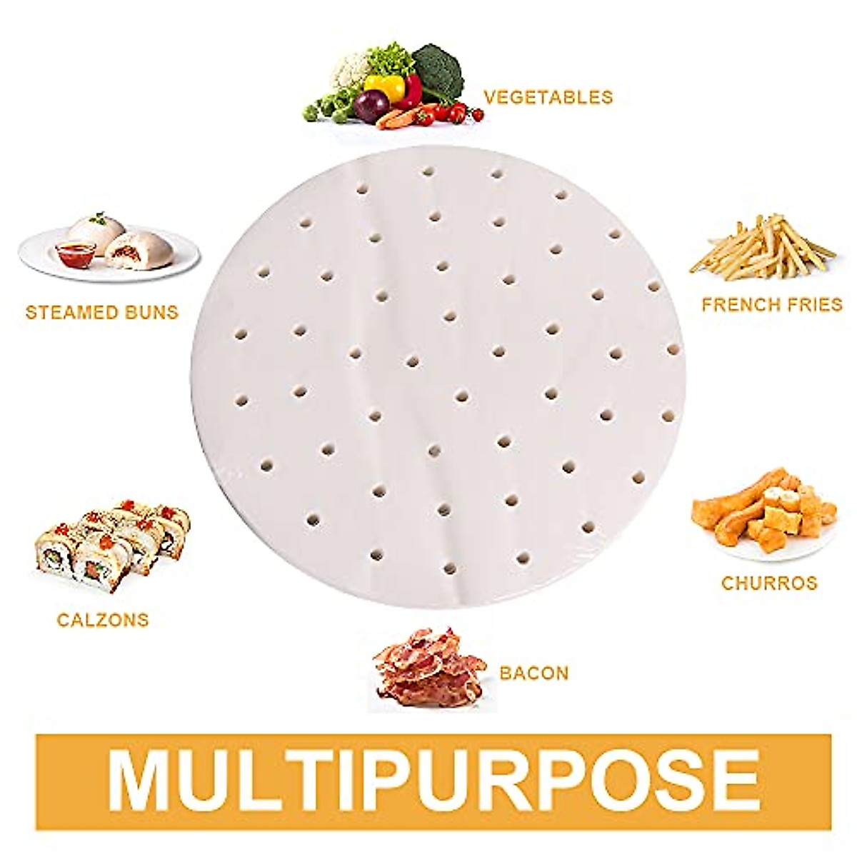 CHANGLE 500 Pcs Air Fryer Parchment Paper,8.5 Inches Bamboo Steamer Liners, Premium Perforated Parchment Steaming Papers, Non-Stick Steamer Mat, for Air Fryer, Steaming Basket, Pans, Dumplings.