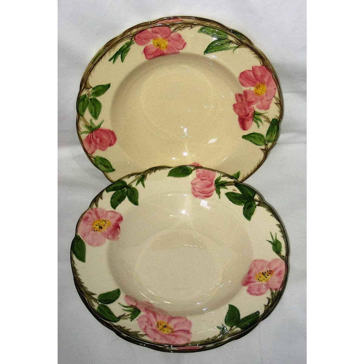 Franciscan Earthenware Desert Rose Rimmed 8 1/2 Inch Cereal Soup Bowls, Set of 4