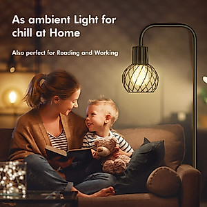 AUQUEE Floor Lamp, Industrial Floor Lamp for Living Room, Modern Standing Lamp with 6W LED Bulb, Foot Switch, Minimalist Pole Lamp Vintage Farmhouse Stand Up Lamps for Bedroom, Office, Book Nook,Black