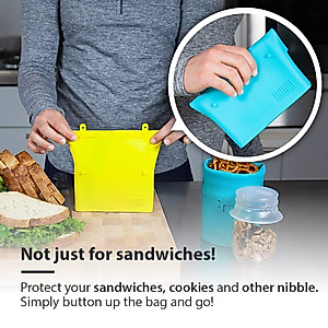 Luumi Unplastic Bag - Resuable 100% Platinum Silicone Collapsible Food Storage Bags for Lunch and Snacks - Microwave, Oven, Freezer and Dishwasher Safe (Yellow)