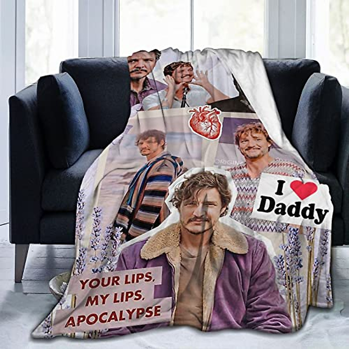 JULES Soft Pedro Pascal Collage Blanket 40'' x 50'' Flannel Fleece Blankets for Home Sofa Bed Room