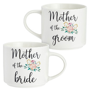 BLUE PANDA Coffee Mug Set of 2 for Future Mother in Law Gifts, Bride and Groom Wedding Supplies (White, 15 oz)