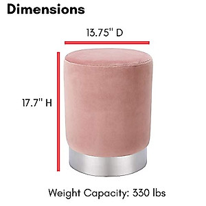 BIRDROCK HOME Round Ottoman Foot Stool – Soft Padded Modern Design – Ideal for Living Room, Bedroom – Compact Footrest, Vanity Chair, Small Furniture – Foam Seating, Decorative Accent (Dusty Rose)