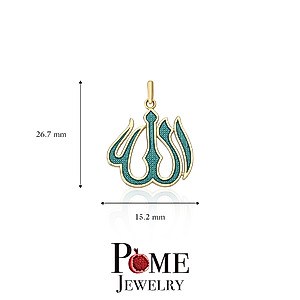 Pome Allah Pendant Necklace in Solid 14k Gold, Made in America (16" Necklace, Yellow Gold)