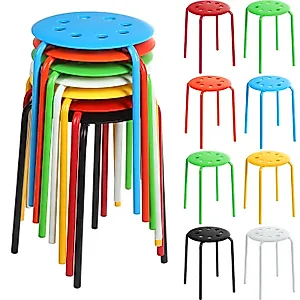 8 Pack Stacking Stools Classroom Stackable Stool Plastic Stack Stool Round Stacking Stool Set Student Round Stool Multipurpose Stool Chairs Flexible Seating for Kids Adult Home Classroom (White)