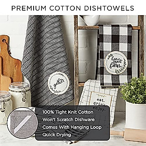 DII Thanksgiving Fall Kitchen Towels Collection Decorative Embellished Dish Towel Set, 18x28", Country Pumpkin, 3 Count