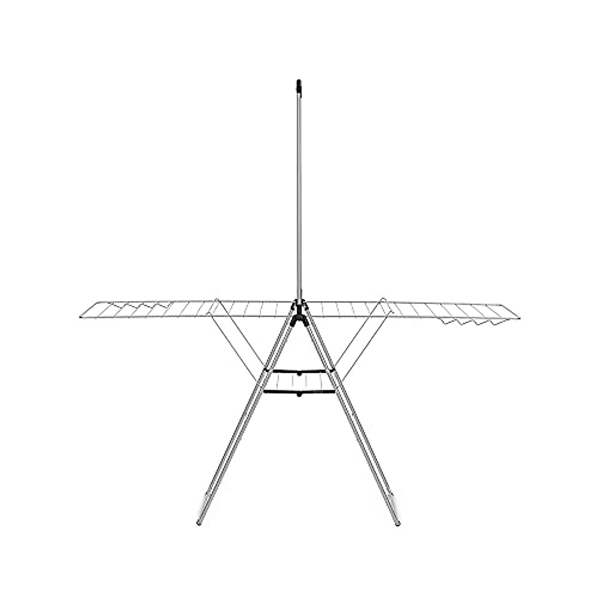 Brabantia HangOn Laundry Drying Rack with Garment Rail (82ft / Metallic Gray) Compact, Foldaway, Adjustable Indoor Stainless Steel Clothes Horse