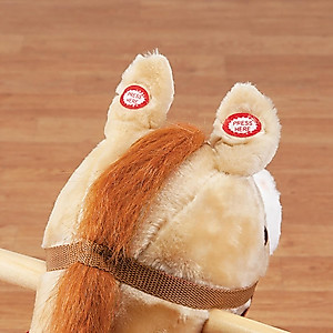 Personalized Animated Rocking Horse with Sounds, Customized Ride-On Pony with Wooden Base