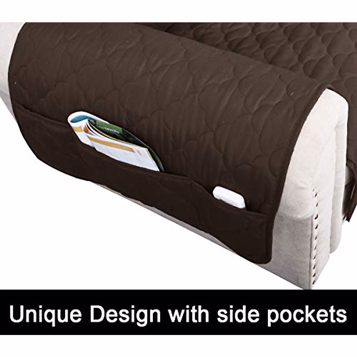 CHHKON Waterproof Nonslip Recliner Cover Stay in Place, Dog Couch Chair Cover Furniture Protector, Ideal Loveseat Slipcovers for Pets and Kids (Chocolate, 30'')