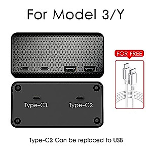 SUMK 2021 Tesla Model 3/Y 4-Port USB Hub Center Console Adapter, Model 3 Model Y Accessories Game & Boombox Music USB Hub 4 in 1 Ports 2021 Upgrade for Refreshed 2021 Model 3/Y 2022 Model S X