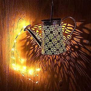 Nixby Removable Solar Watering Can with Lights Outdoor,Hanging Solar Lantern,Metal .Waterproof Garden Lights Decorations Mother's Day Gift Lights Outdoor Decorative 90 LED Light Sources, Warm White