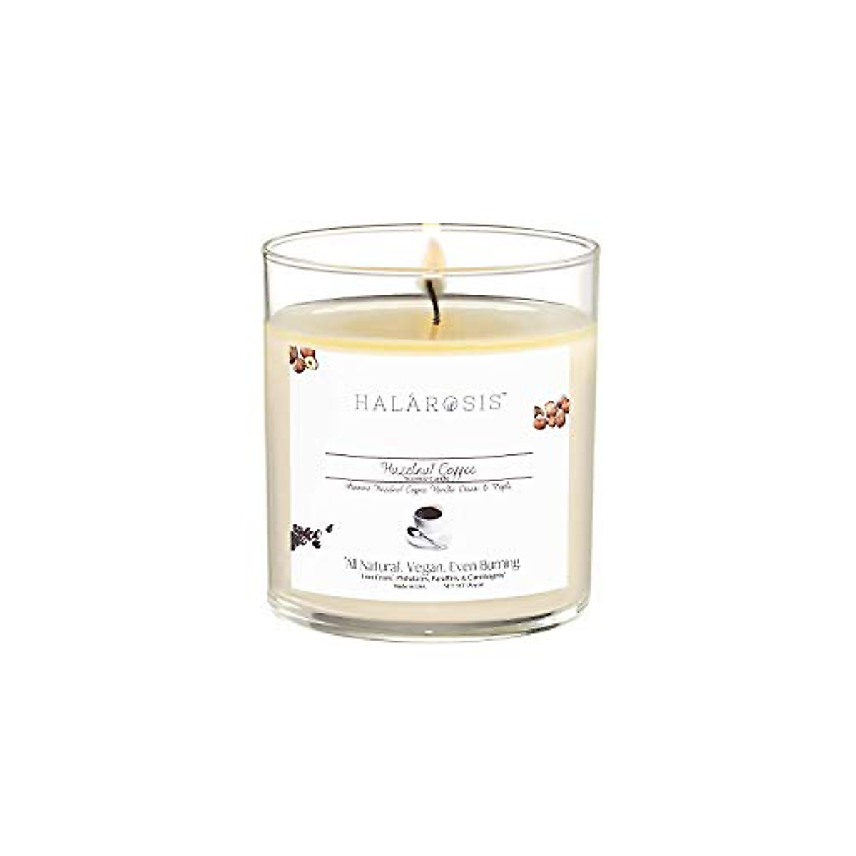 Halarosis Soy Candles - Long Burning Coffee Candle - Burns Up to 45 Hours - Gift for Birthday, Housewarming & Special Events - Cotton Wick Candles for Home Scented (Hazelnut Coffee 8.5 oz)