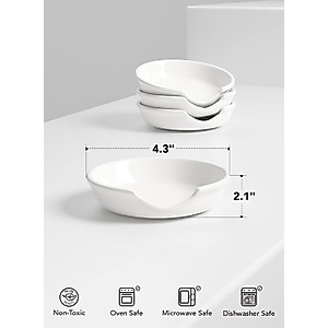 LE TAUCI Ceramic Spoon Rest for kitchen, 4.8 Inches Spoon Holder for Stove Top, Coffee Spoon Rest, Spoon Cradle, Kitchen Basics, Kitchen Accessories For Utensils, Set of 1, True White