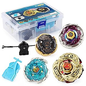 Battling Tops Metal Fusion Starter Set with 4D Launcher Grip Burst Battle Set Packed in Storage Case