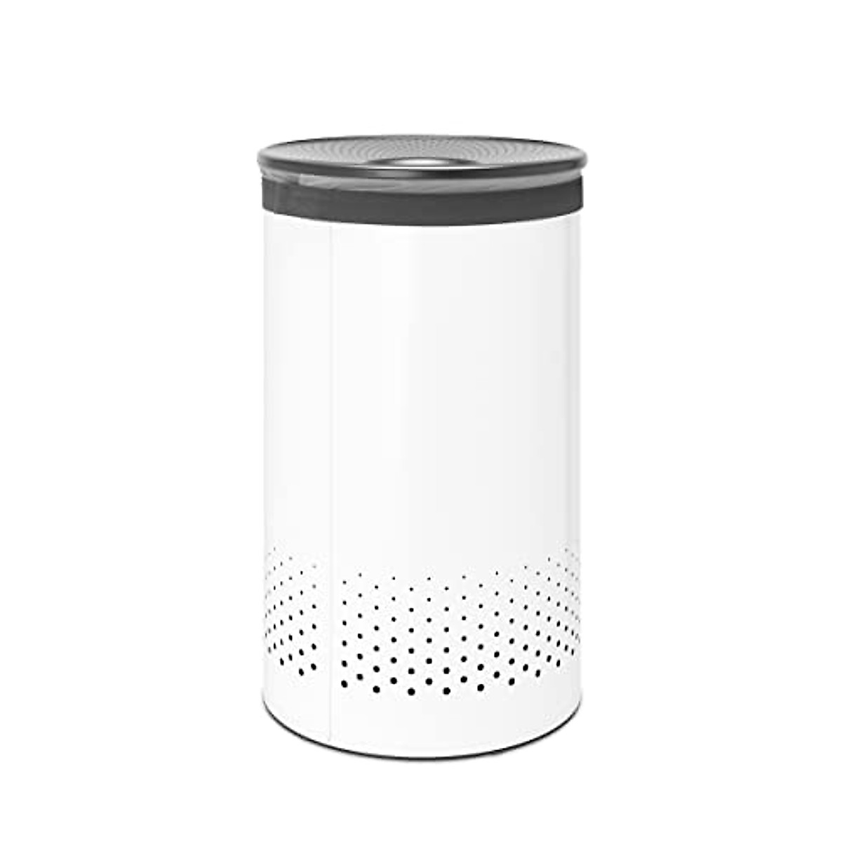 Brabantia - Laundry Hamper - with Plastic Lid - Ventilation Holes - Corrosion Resistant Materials - Hygienic - Discrete - Laundry Basket - Bathroom - with Small Hole - White - 16 Gal