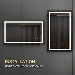 Trlec 40"*24" LED Lighted Bathroom Wall Mounted Mirror with High Lumen Anti-Fog Separately Control Dimmer Function