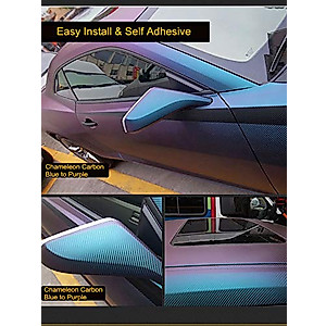 Chameleon Blue to Purple Carbon Fiber Car Vinyl Wrap Sticker Decal Sheet Self Adhesive Bubble Free (1ft x 10ft)