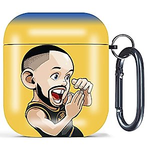 Airpods Case,Onewly Basketball Cartoon Case for Airpods with Keychain,Shockproof Case Compatible with Airpods 2/1 for Women and Man(Curry)