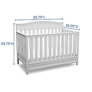 Delta Children Emery 4-in-1 Crib, White with Twinkle Stars Crib & Toddler Mattress