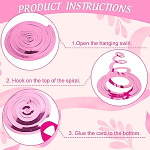 Whaline Breast Cancer Awareness Hanging Swirls Glitter Pink Ribbon Ceiling Spiral Streamers Hanging Ornaments for Home Party Wall Decoration Supplies, 18Pcs