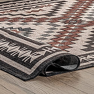 nuLOOM Leighton Machine Washable Southwestern Medallion Ultra Thin Area Rug, 6x9, Beige