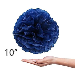 TopAAA 12pcs Tissue Paper Flower Poms Wedding Birthday Party Room Decoration of 10 inches (Royal Blue)