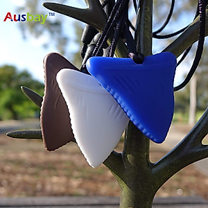 Ausbay Sensory Chew Necklaces, Silicone Shark Tooth Pendant Chewable Jewelry for Boys, Girls, Kids, Adults with Anxiety, SPD, ADHD, Teething, Autism, and Oral Motor Needs(3 Pack)