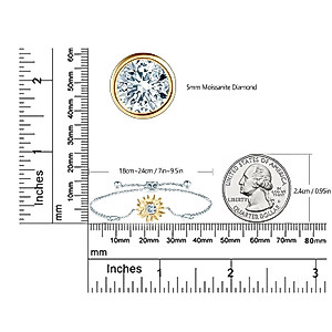 Sunflower Heart Bracelet for Women Sterling Silver Moissanite Diamond Adjustable Charm Bracelets Pulseras de Mujer White Gold Plated Jewelry Birthday Gifts for Her Mom Women Girlfriend Mama Wife