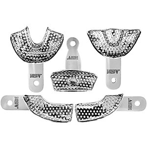 Dental Anti Gag Reflex Impression Trays Plasma Coated Perforated Stainless Steel Quick Cleaning Dentures Orthodontics by Artman Set of 5