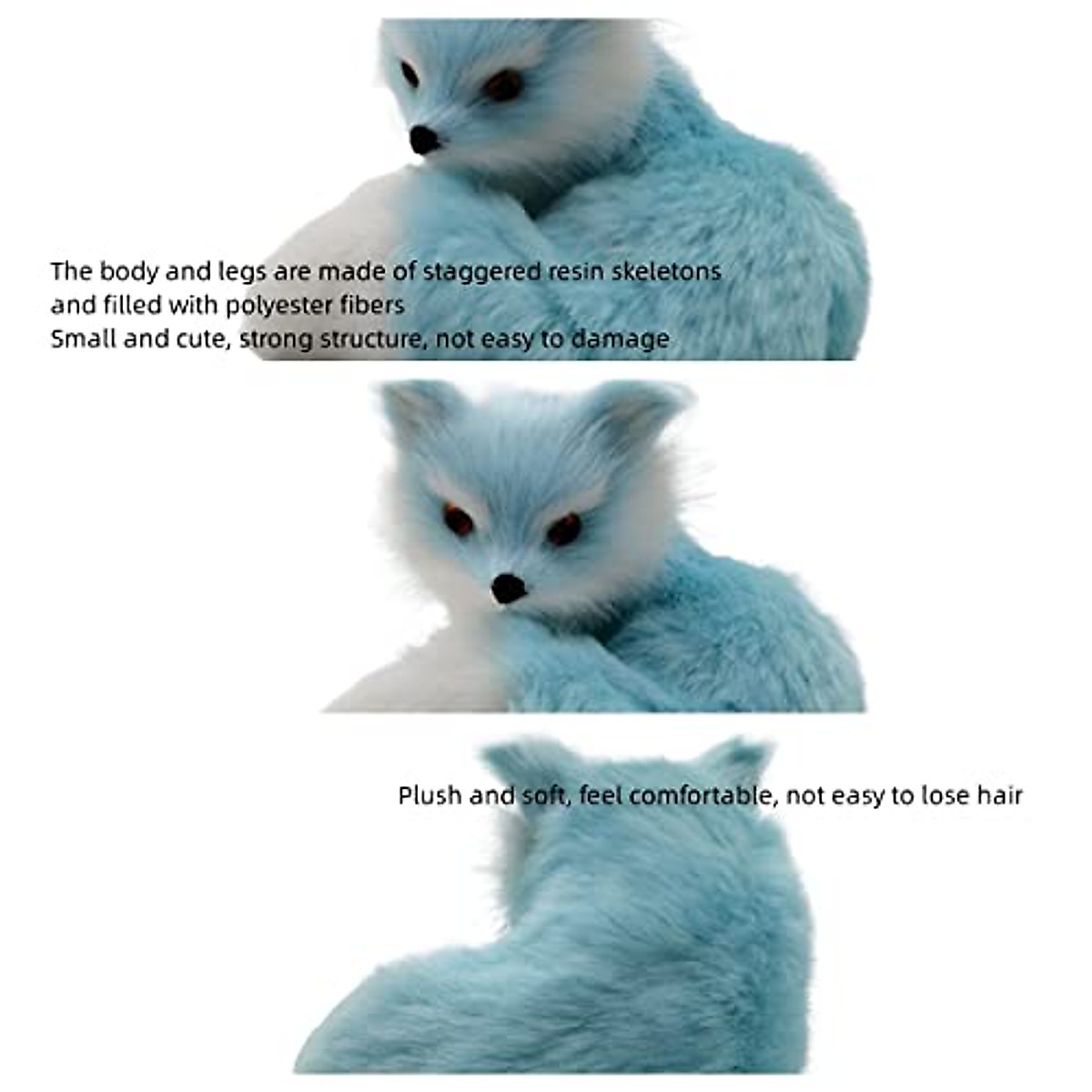 DZYUZK-Fox Toy Children's Simulation Blue Fox Cute Realistic Plush Doll Blue Fox Plush Toy