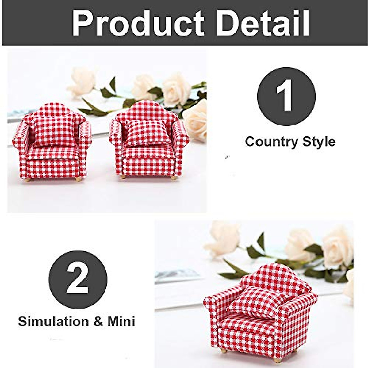 KnocKconK Hamster Mini Cotton Sofa Chair, Small Animal Blue Red Bed Cozy with Pillow, Cage Decor Photo Toys, Relax Habitat House Accessories, Sleep Pad Rest Nest for Hamster, Mice, Rat.