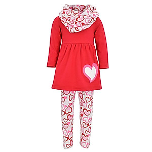 Unique Baby Girls Valentines Day Red & Pink Hearts Toddler Legging Set Outfit (10 Years, Red)