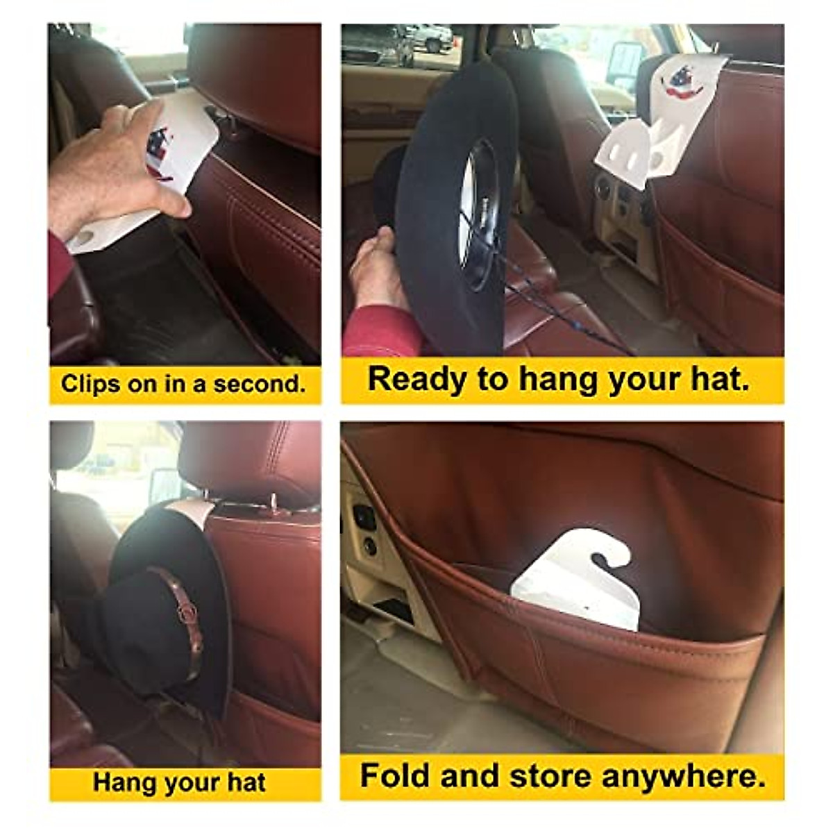 Hat Holders/Racks for Trucks & Cars. Cowboy Hat Hangers for Trucks & Cars. (QTY 2) 12x9x0.5