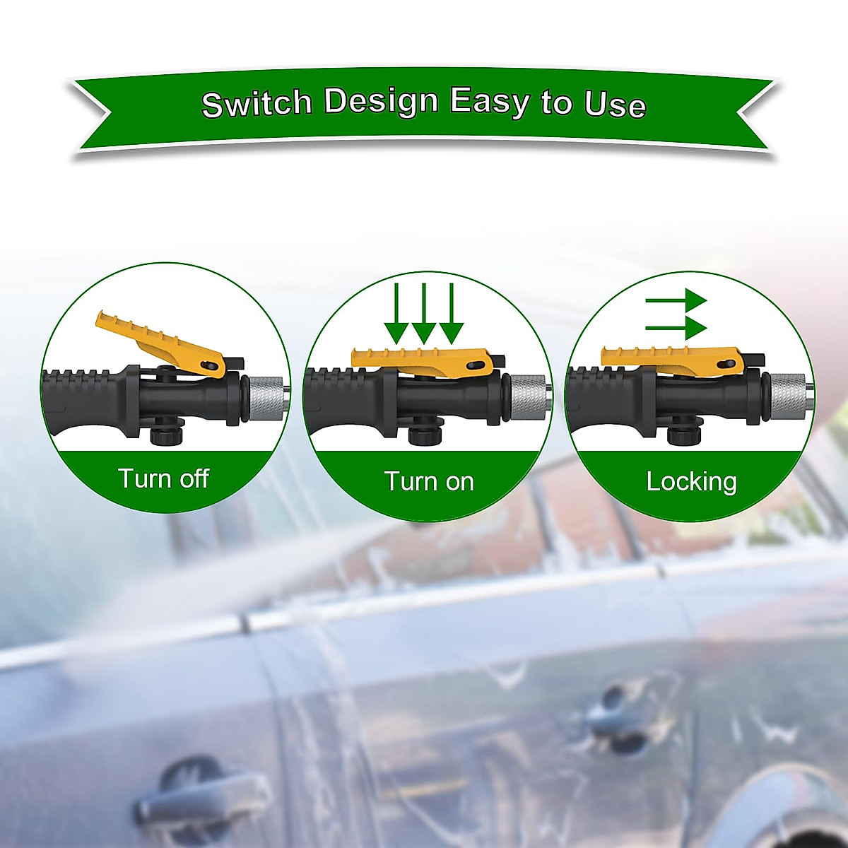 2 Pack 28'' Sprayer Wand Match 3/8'' Hose, Adjustable Nozzle Stainless Steel Replacement Sprayer Wand Built-in Shut off Valve with Hose Quick Connector for Garden, Car Wash, Weed, Lawn