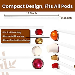 Coffee Pod Holder, K Cup Holders for Counter,10 PCS Coffee Pods Storage/Organizer,Wall Mount Coffee Pod Holder with Adhesives,Under Cabinets-White