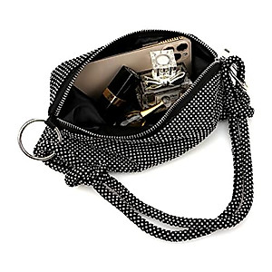 MINI Evening Bag Sparkly Rhinestone Clutches Bling Chain Handbag Elegant Shoulder Purse for Lady (Silver)