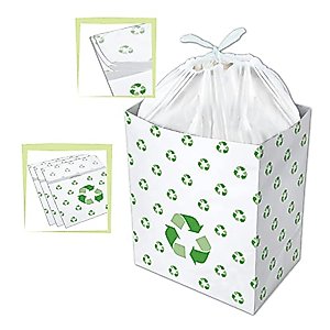 Clean Cubes (Multi-Liner 13 Gallon Trash Cans & Recycle Bins for Sanitary Garbage Disposal. Disposable Containers for Parties, Events, Recycling, and More. 3 Pack (Recycle)