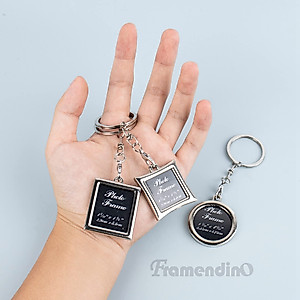 Framendino, 10 Pack Mini Photo Keychain Set Metal Frame Keychain Pictures Holder Detachable Key Chains DIY Photos Key Ring Pack Locket Photo Frame Key Rings for Wedding Birthday Gift