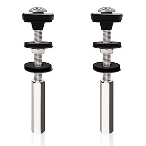 2PCS Universal Toilet Tank to Bowl Bolts Kit, Heavy Duty Toilet Bolts, Bolts for Toilet Tank, Waterproof Stainless and Rubber Washers Gaskets with Extra Long Nut Screw for Fastening(Silver)