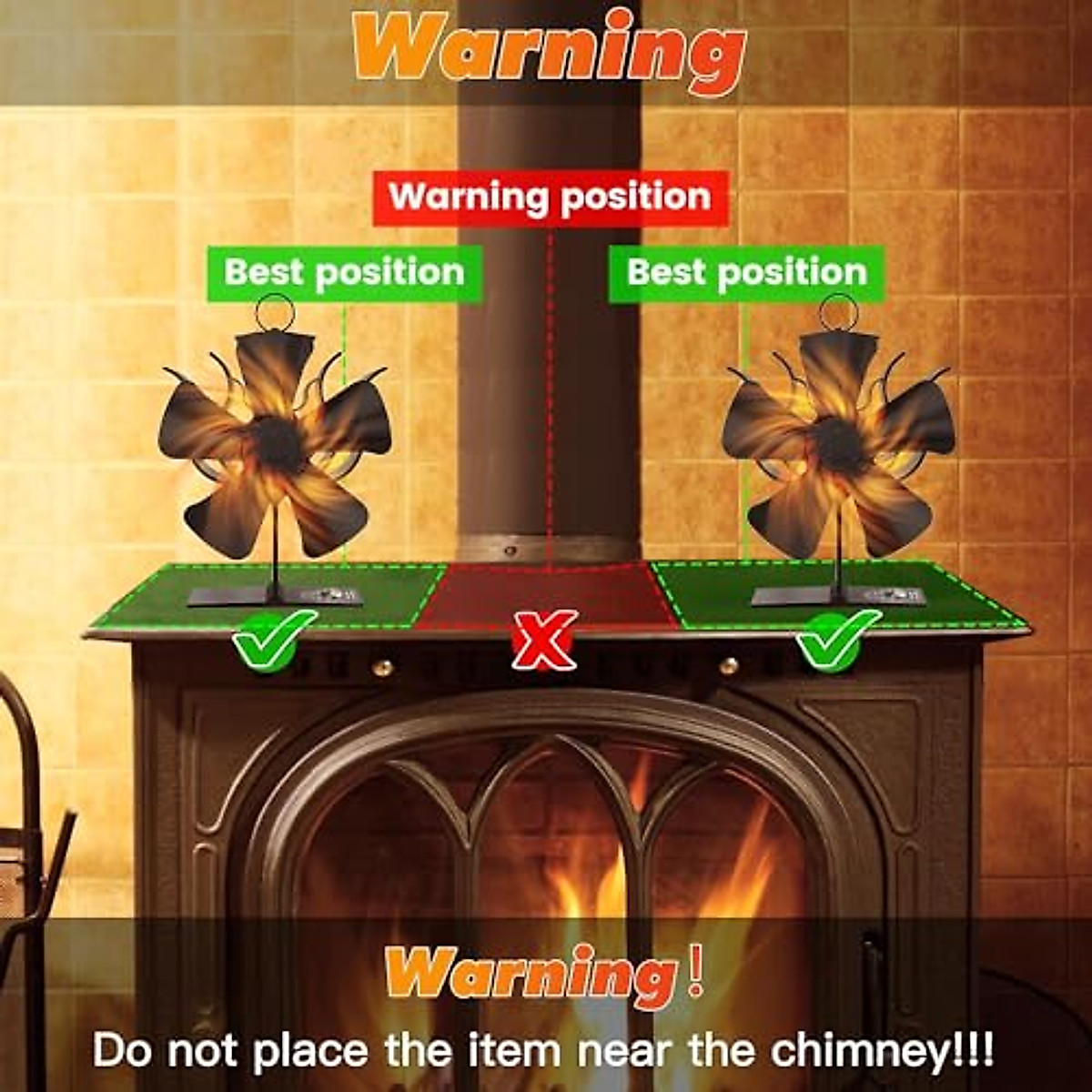 LESHP Heat Powered Fan 5 Blades Wood Stove Fan Fireplace Fan,Heat Powered Stove Fan for Wood Burning Stove/Log Burner/Fireplace/Buddy Heater/Wood Stove Accessories