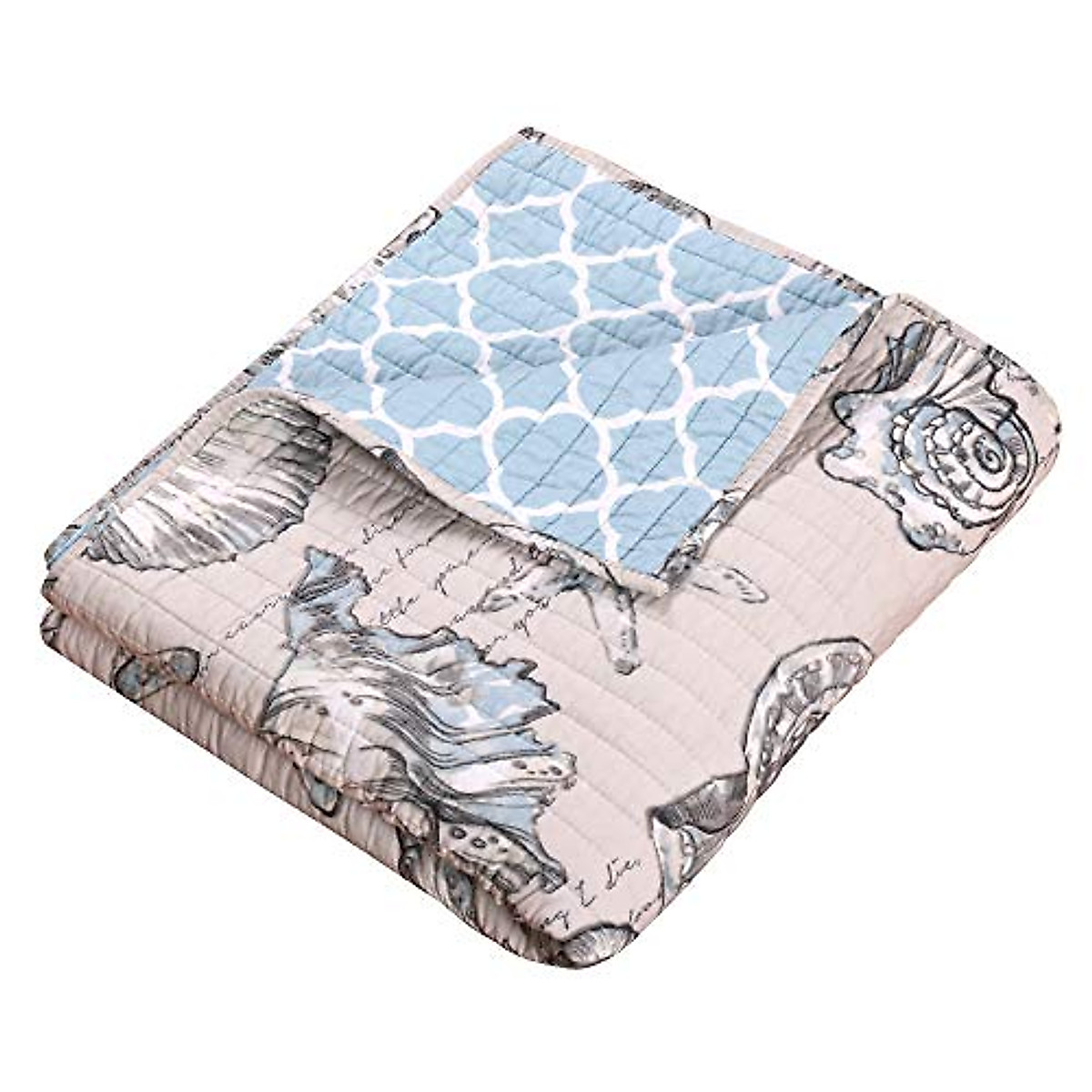 Barefoot Bungalow Cruz Coastal Throw Blanket, 60x50 inches, Linen