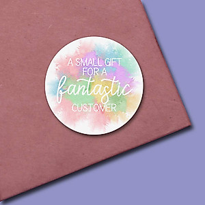 Small Gift for A Fantastic Customer Pastel Thank You Customer Appreciation Sticker Labels for Small Businesses, 60 1.5" Circle Stickers by AmandaCreation, for Envelopes, Postcards, Direct Mail, More!