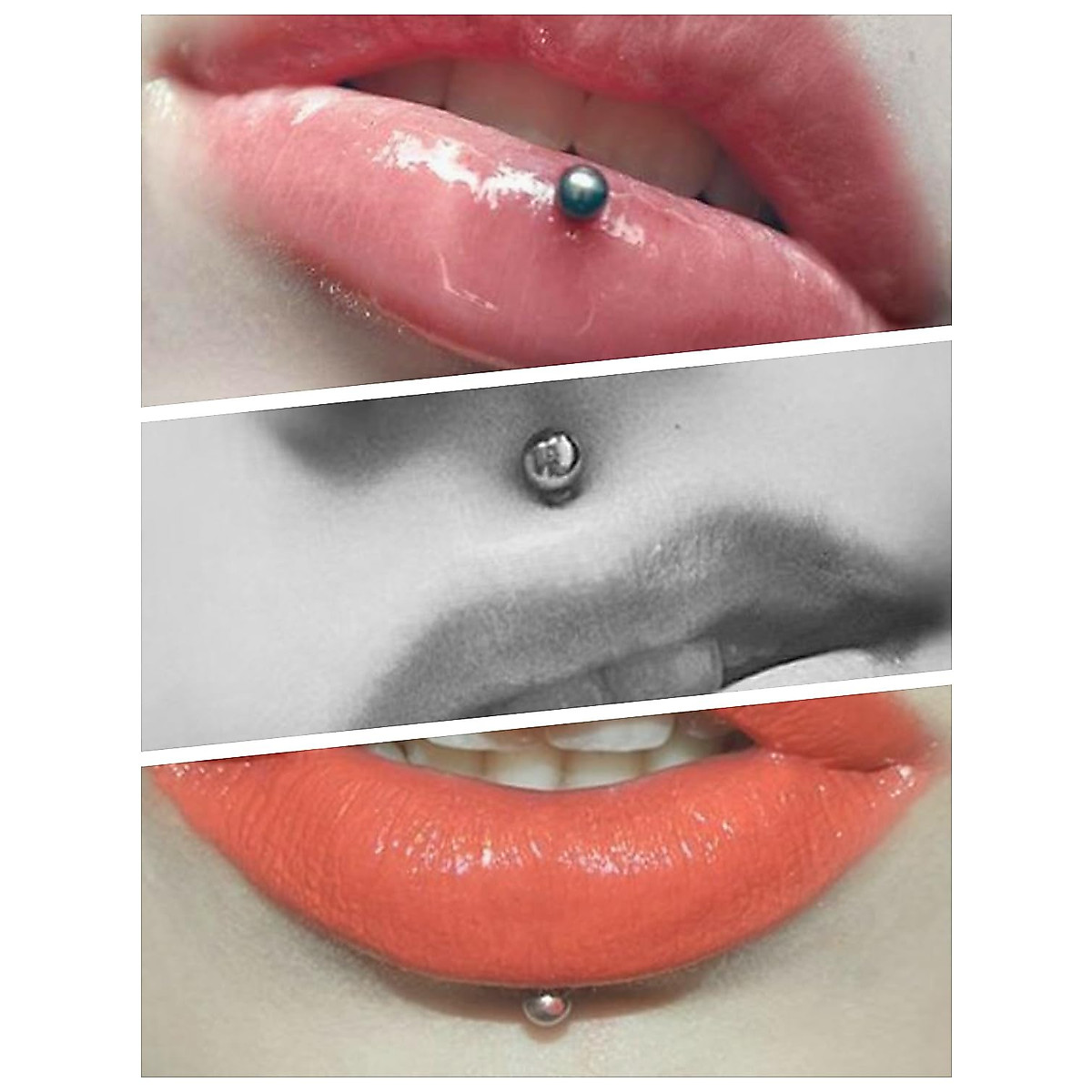 Ftovosyo 16G Medusa Piercing Jewelry Surgical Steel Labret Jewelry 6mm 8mm 10mm Length Snake Bite Ashley Lip Rings Studs Conch Helix Tragus Earring for Women Men 18Pcs Silver-tone