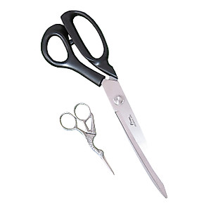 Heavy-Duty Extra Long Large Home/Office Utility Scissors, 12-Inch Upholstery Tailor Shears, 4.5-Inch Crane Embroidery Sewing Crafting Scissors, Stainless Steel All Purpose Sissors 2Pack