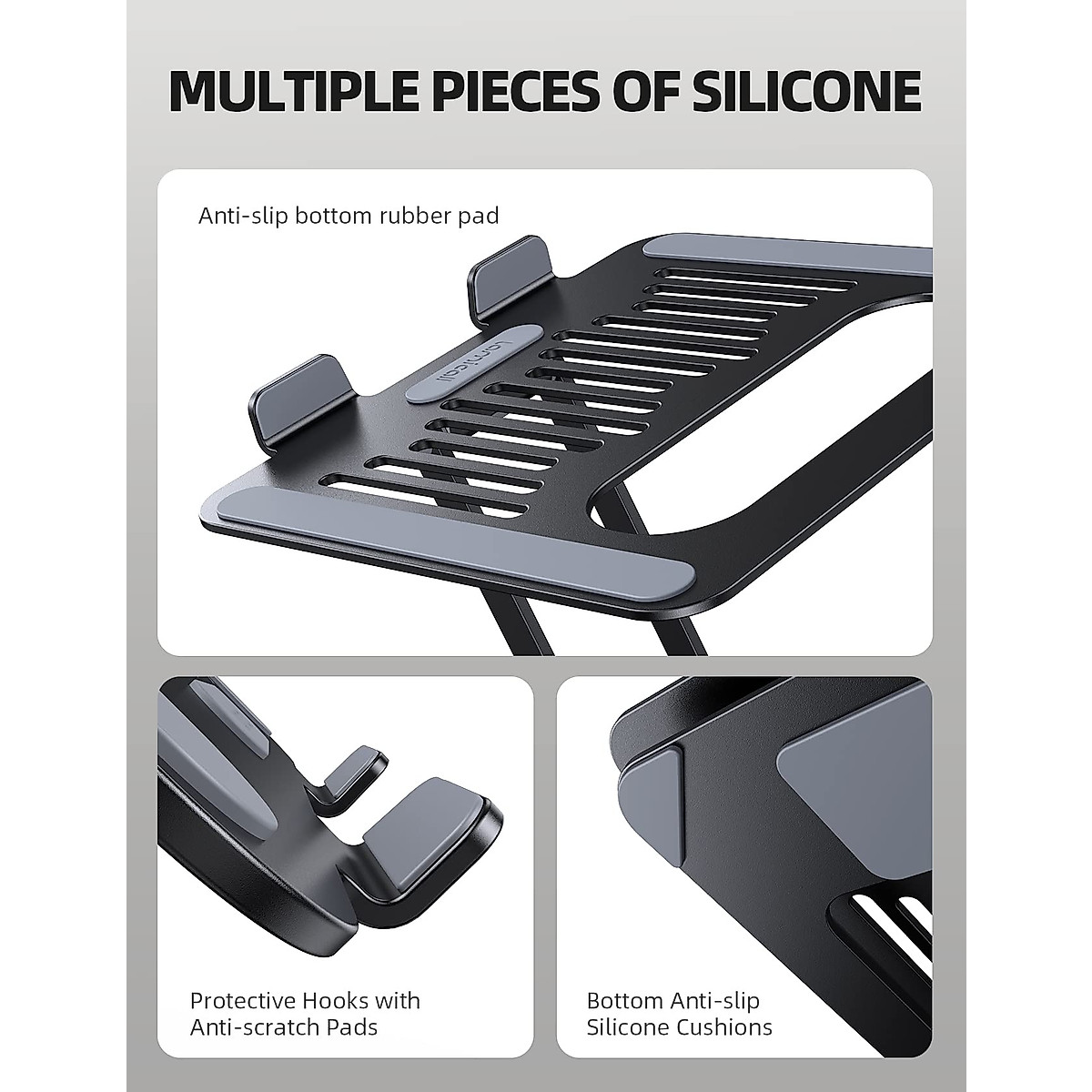 Lamicall Adjustable Laptop Stand, Laptop Stand for Desk, Portable Laptop Riser,Ergonomic Computer Notebook Stand Holder for MacBook Air Pro, Dell XPS, HP-Black